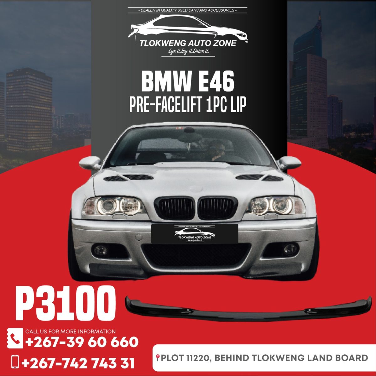 BMW E46 1pc Lip Pre-face - Tlokweng Auto Zone